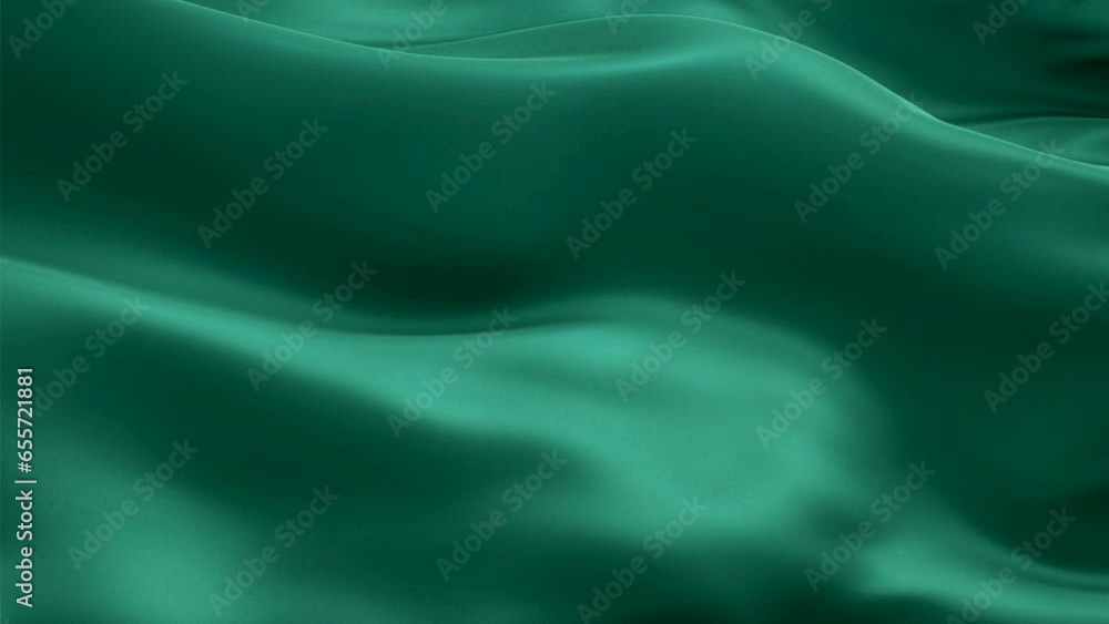 Silk Flag Animation of Viridian color background video waving in wind ...