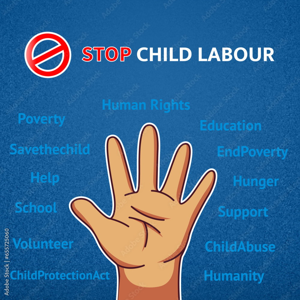Vetor de Stop child labour social media post vector in Art ...