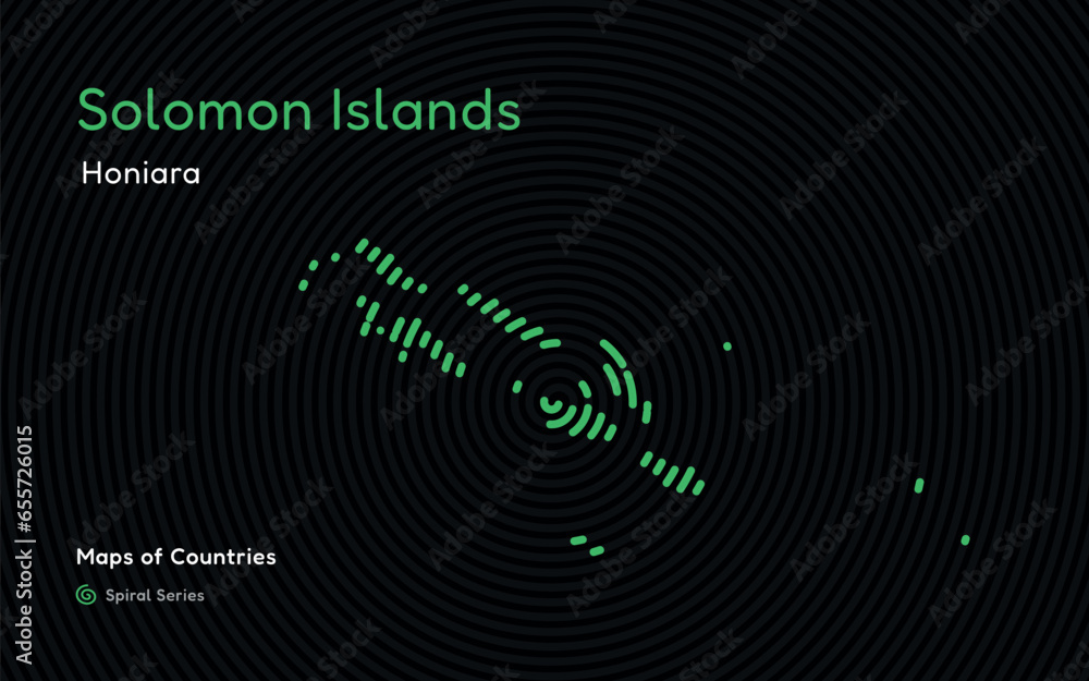 Creative map of Solomon Islands. Political map. Honiara. Capital. World ...