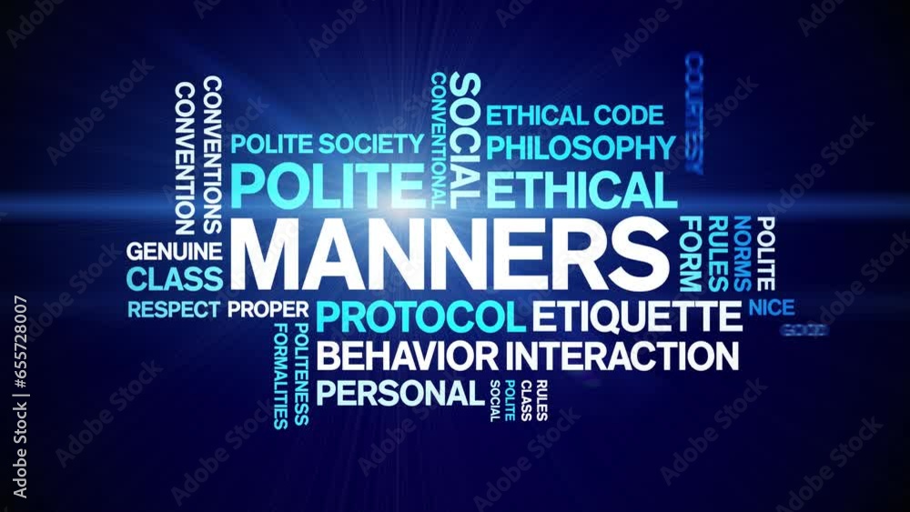 Manners animated tag word cloud;text design animation kinetic ...