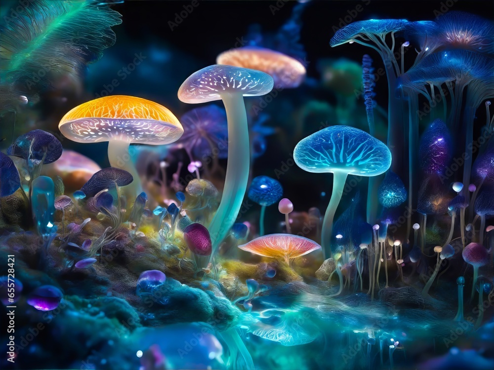 The Life of Mushrooms and Spores. Magic Mushrooms in the Forest. The ...