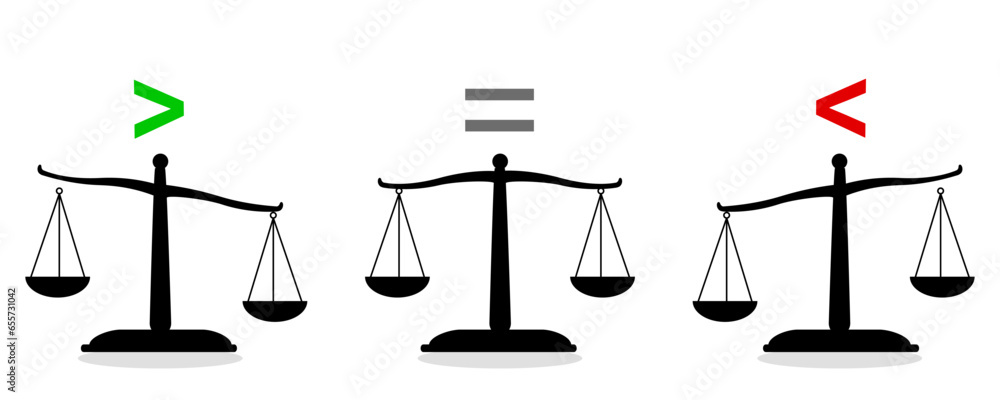 Libra Set of scales icons. Left-right preference of old scales ...