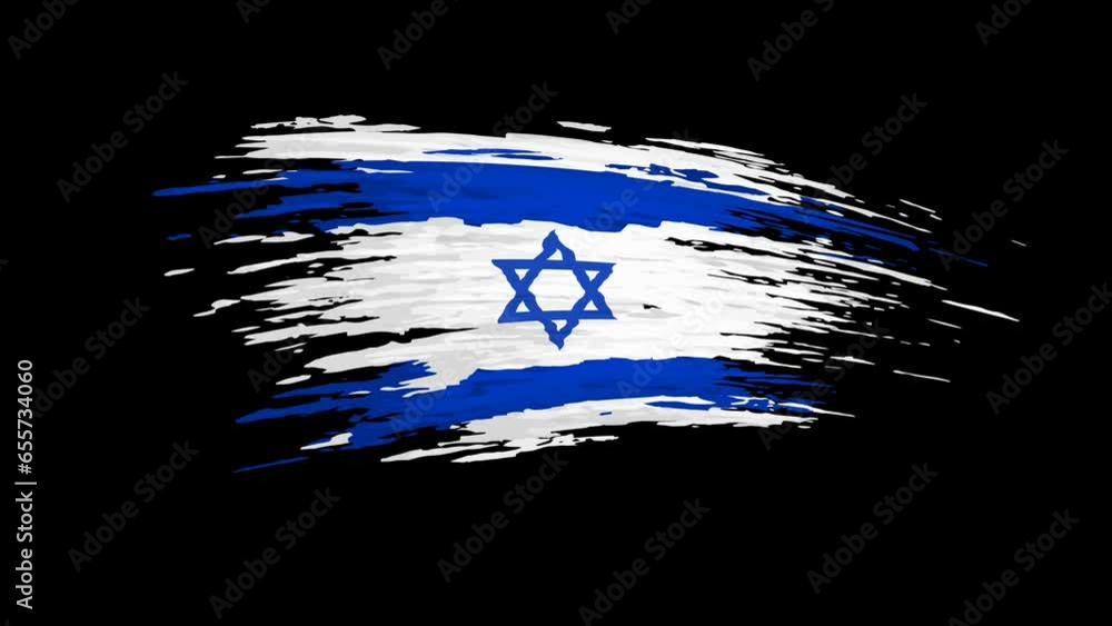 Israel flag animation. Brush painted israeli flag on a transparent ...