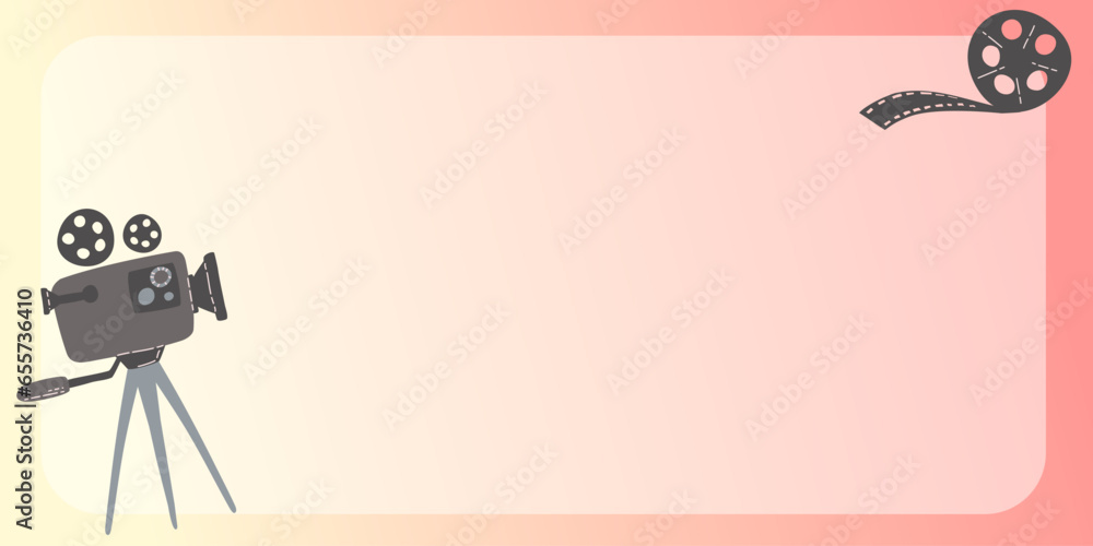 Movie poster design template background with vintage film slate and ...