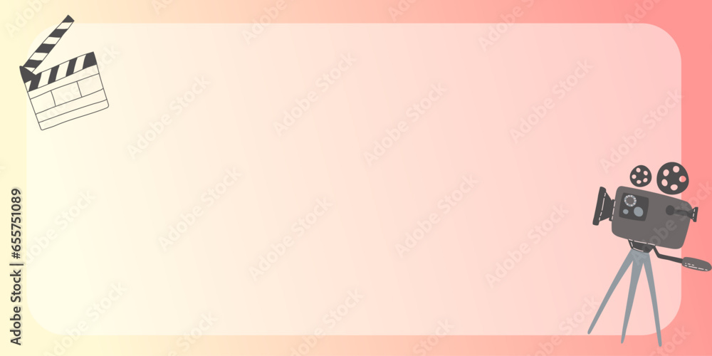 Cinema concept banner template design with camera and clapperboard ...