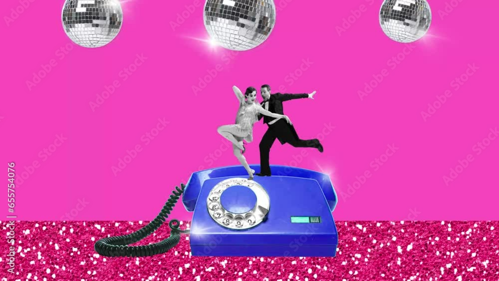 Stop motion. Animation. Happy, stylish, lovely young couple, man and ...