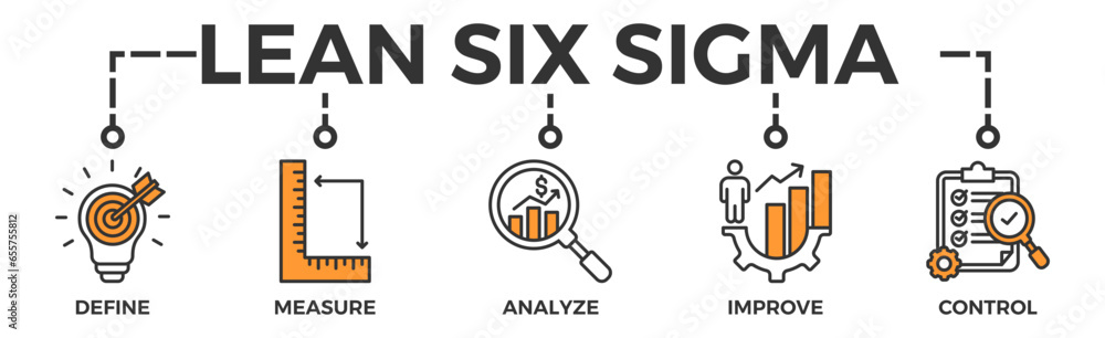 Lean six sigma banner web icon vector illustration concept for process ...