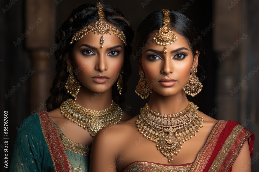 Beautiful Indian identical twin women Stock Photo | Adobe Stock
