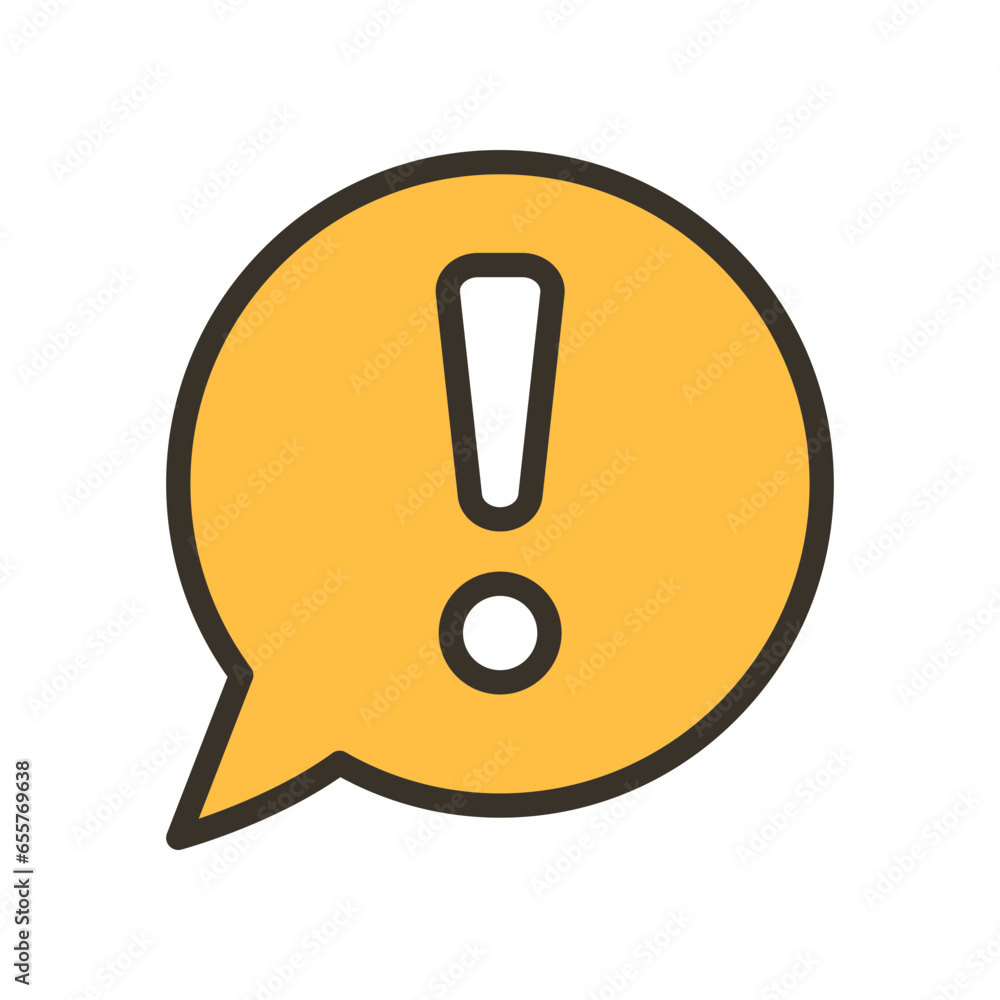 Bubble chat with exclamation mark inside for error message. Warning pop ...