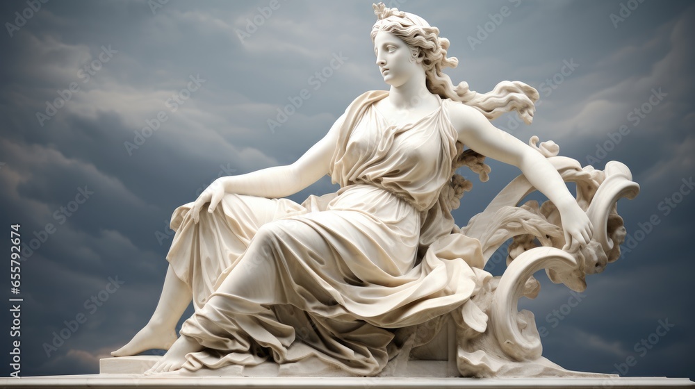 Illustration of a Renaissance Marble Statue of Nyx She Is the ...