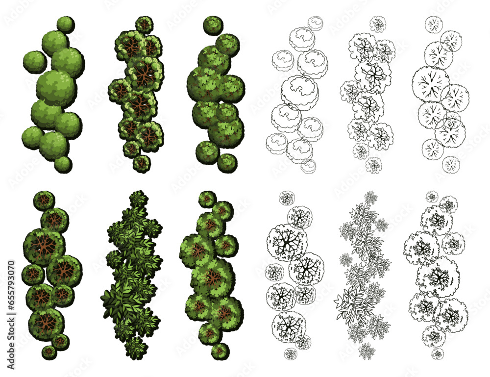 Tree for architectural floor plans. Entourage design. Various trees ...