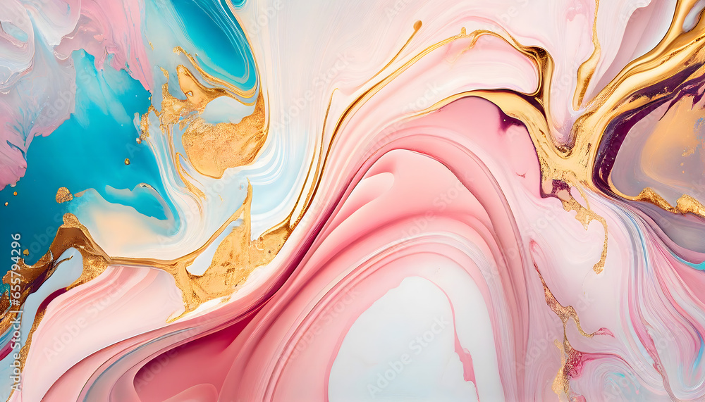 Swirl of pink gold marble abstract background, Liquid marble design abstract, light pink azure ...