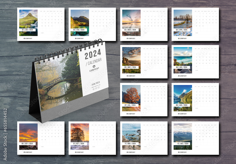 Desk Flip 2023 Calendar Template with Springs Layout Stock Template ...