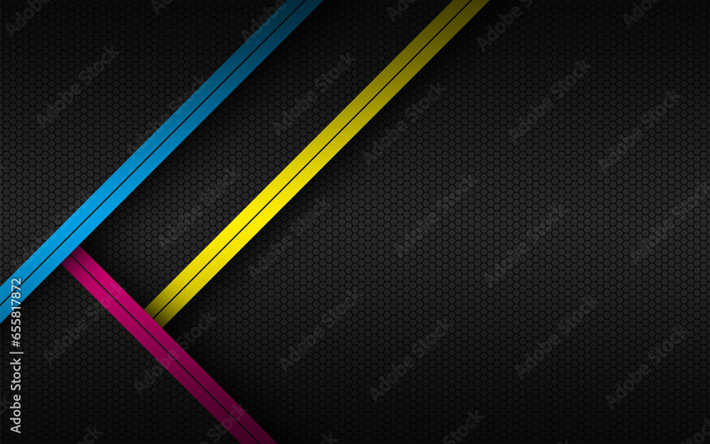 Dark cmyk abstract print background. Metal wallpaper with overlayed ...