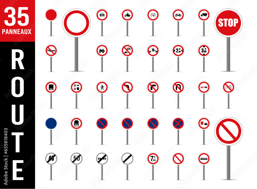 panneaux signalisation code de la route Stock-Vektorgrafik | Adobe Stock