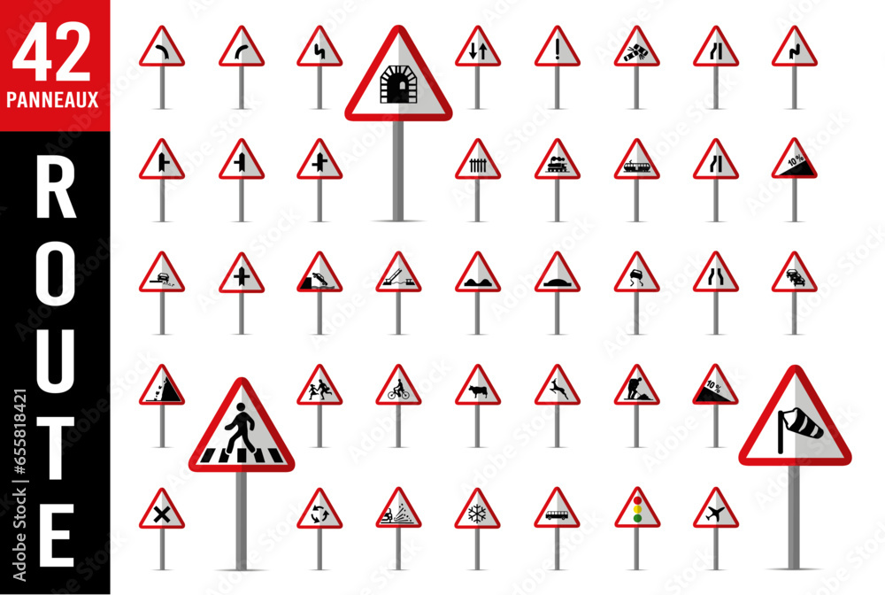 panneaux signalisation code de la route Stock Vector | Adobe Stock