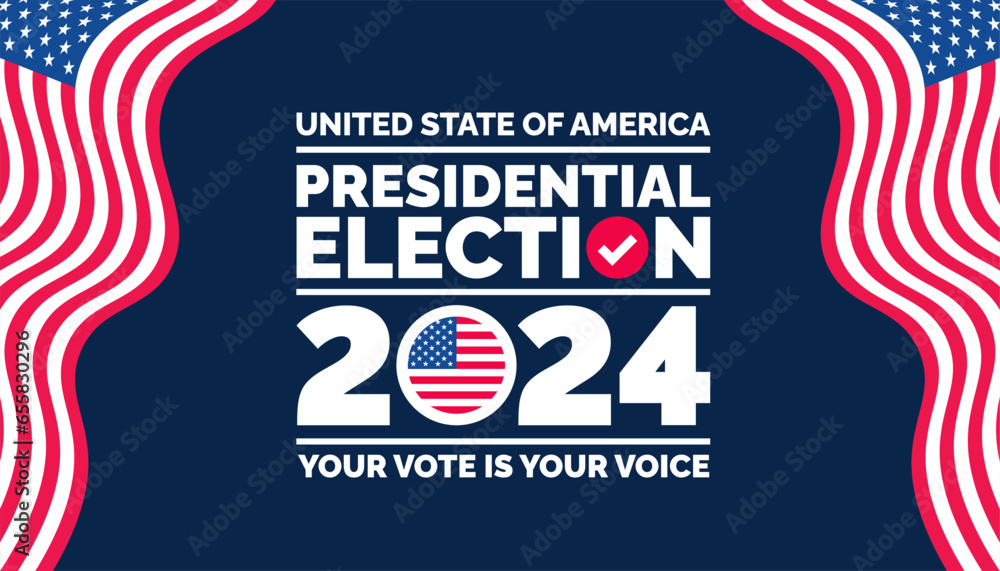 Presidential election 2024 background design template with USA flag ...