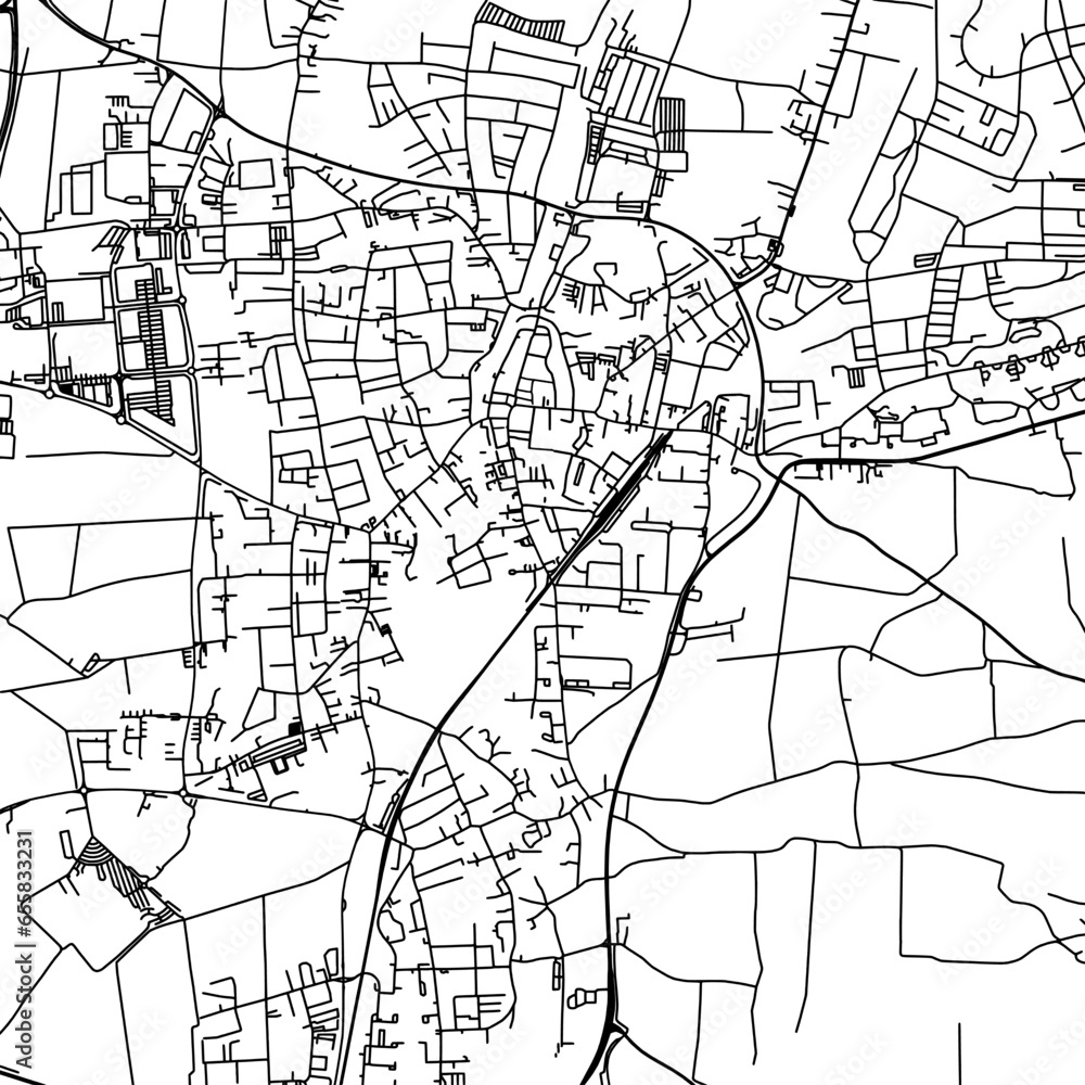 1:1 square aspect ratio vector road map of the city of Erding in ...