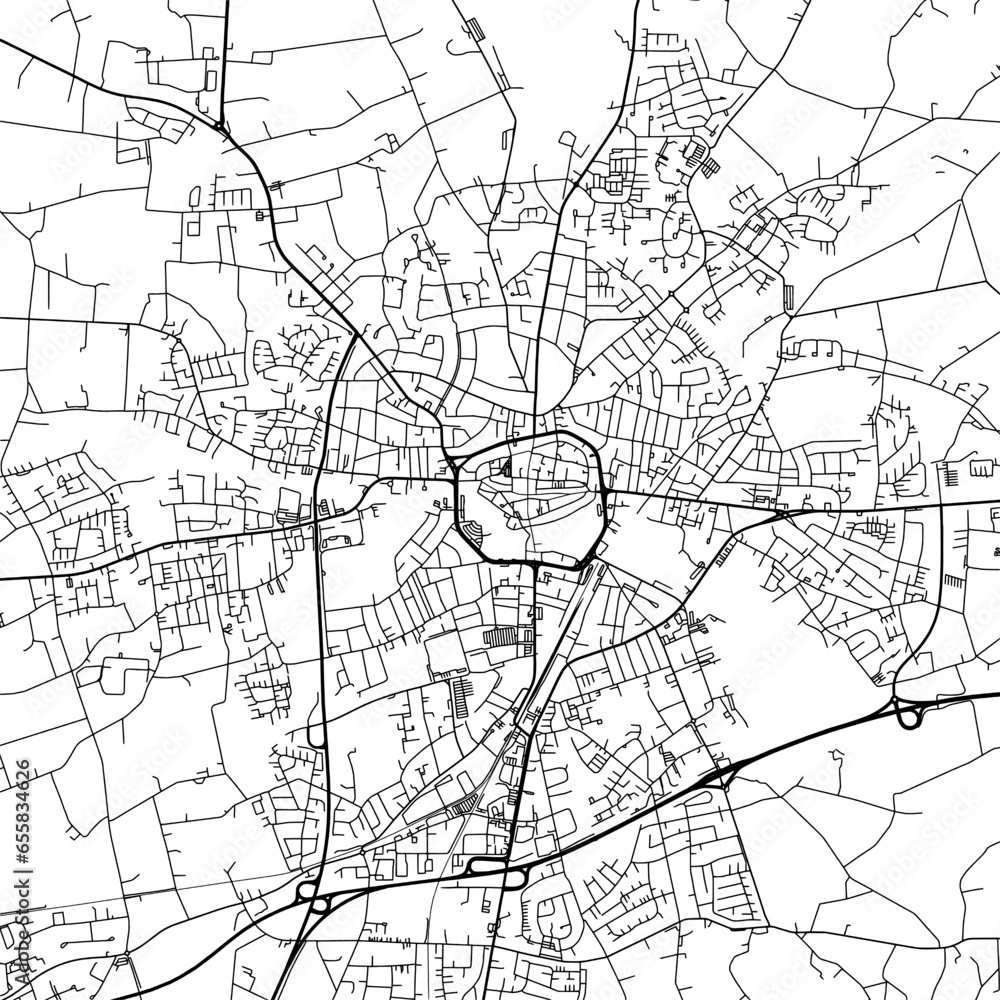 1:1 square aspect ratio vector road map of the city of Bocholt in ...