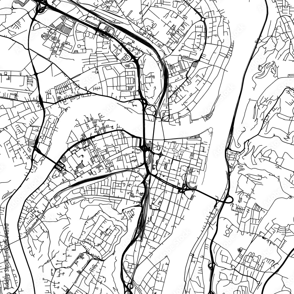 1:1 square aspect ratio vector road map of the city of Koblenz in ...