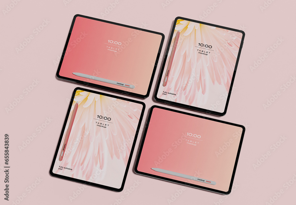 Four Tablets Screen Mockup Stock Template | Adobe Stock