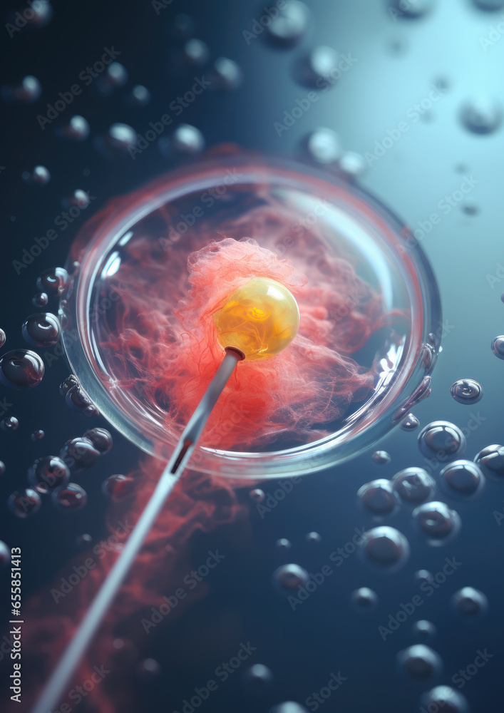 Generative AI, egg, oocyte fertilized by sperm, conception under a ...
