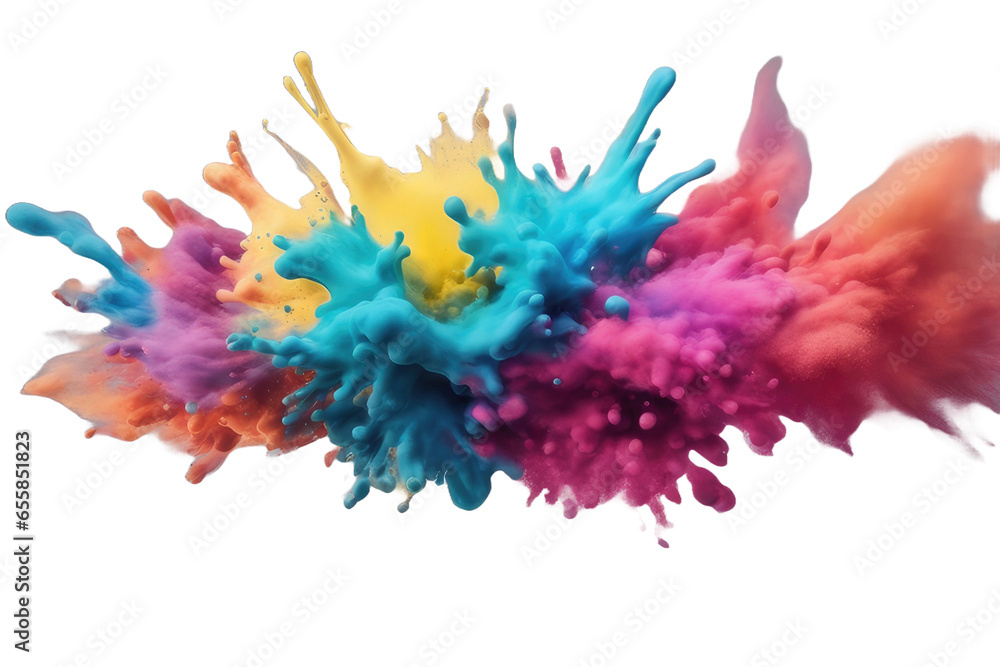 color powder explosion or clour paint splash with dye smoke blend ...
