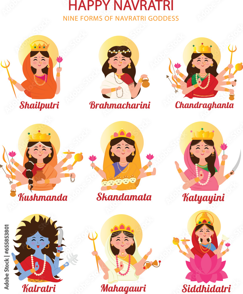 happy navratri nine forms of navratri goddess nine devis jai mata di ...