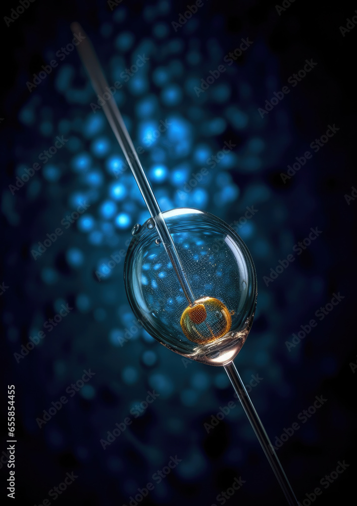 Generative AI, egg, oocyte fertilized by sperm, conception under a ...