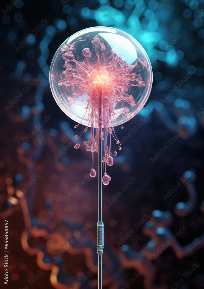 Generative AI, egg, oocyte fertilized by sperm, conception under a ...