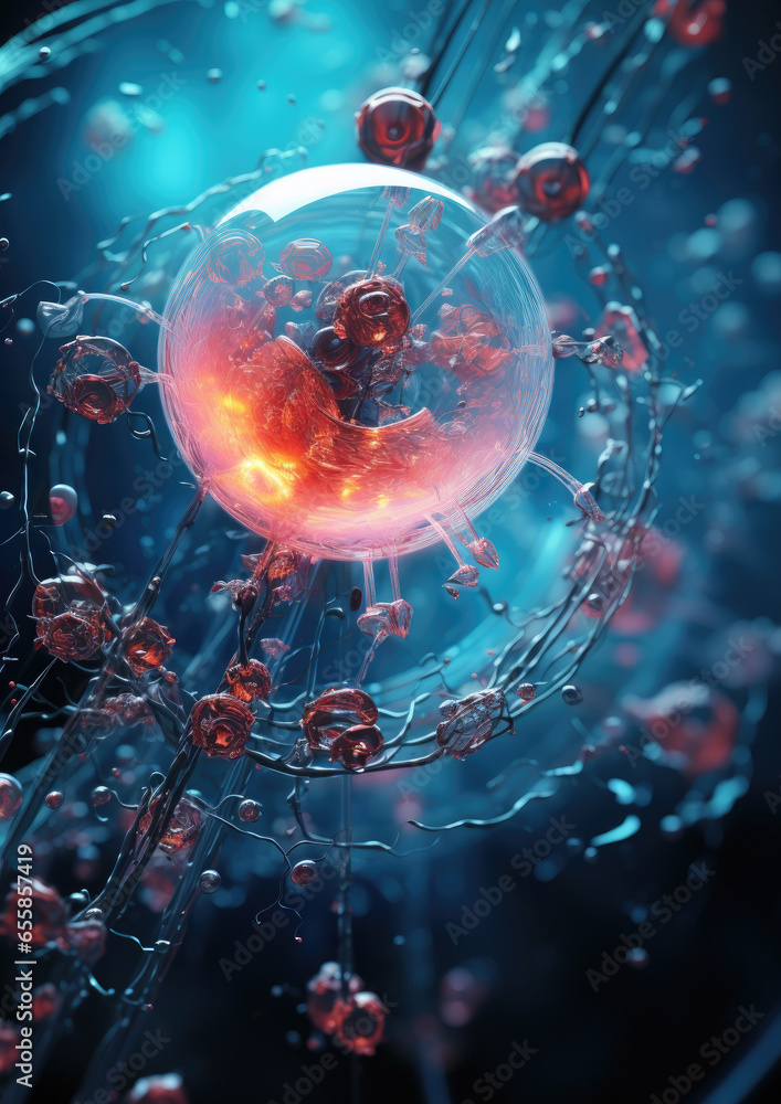 Generative AI, egg, oocyte fertilized by sperm, conception under a ...