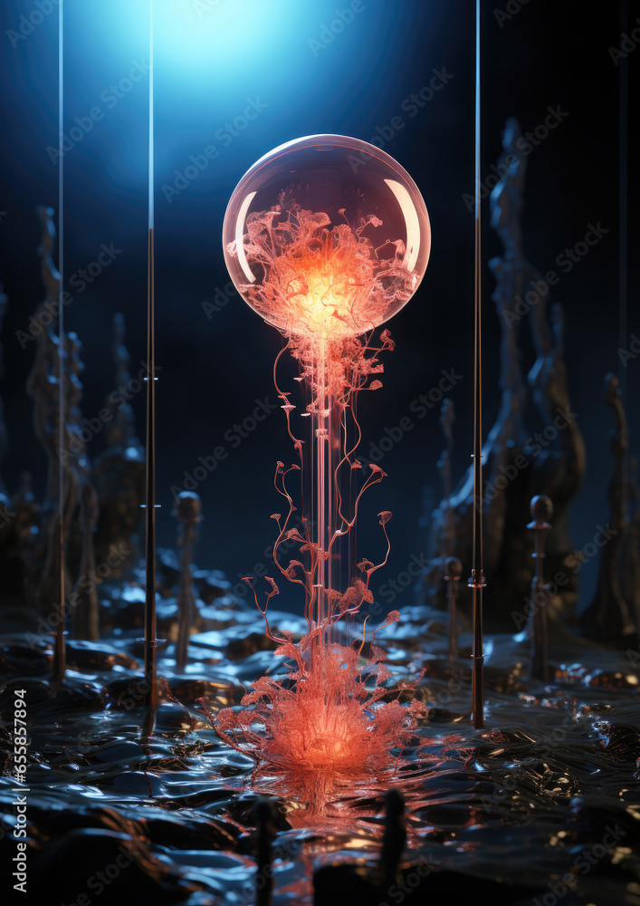 Generative AI, egg, oocyte fertilized by sperm, conception under a ...