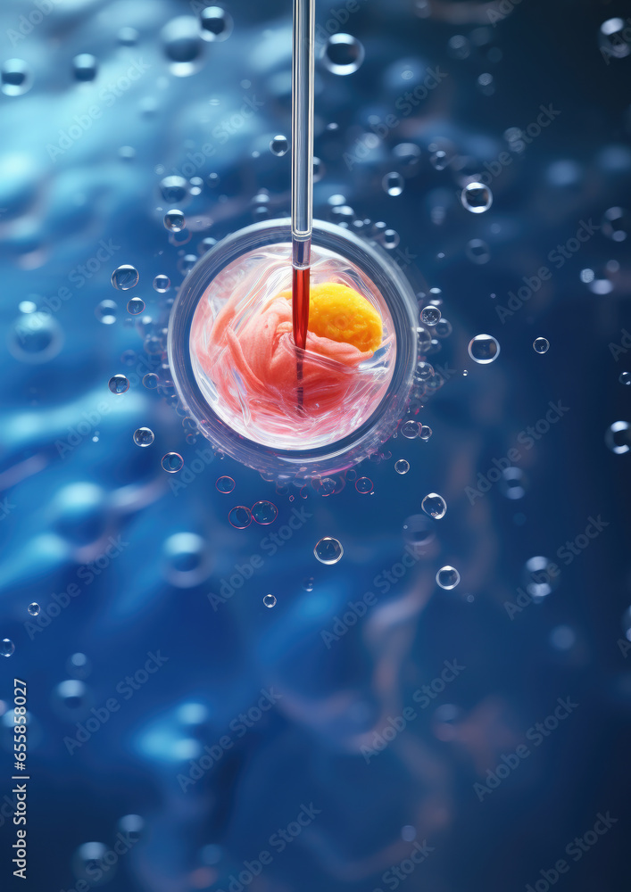 Generative AI, egg, oocyte fertilized by sperm, conception under a ...