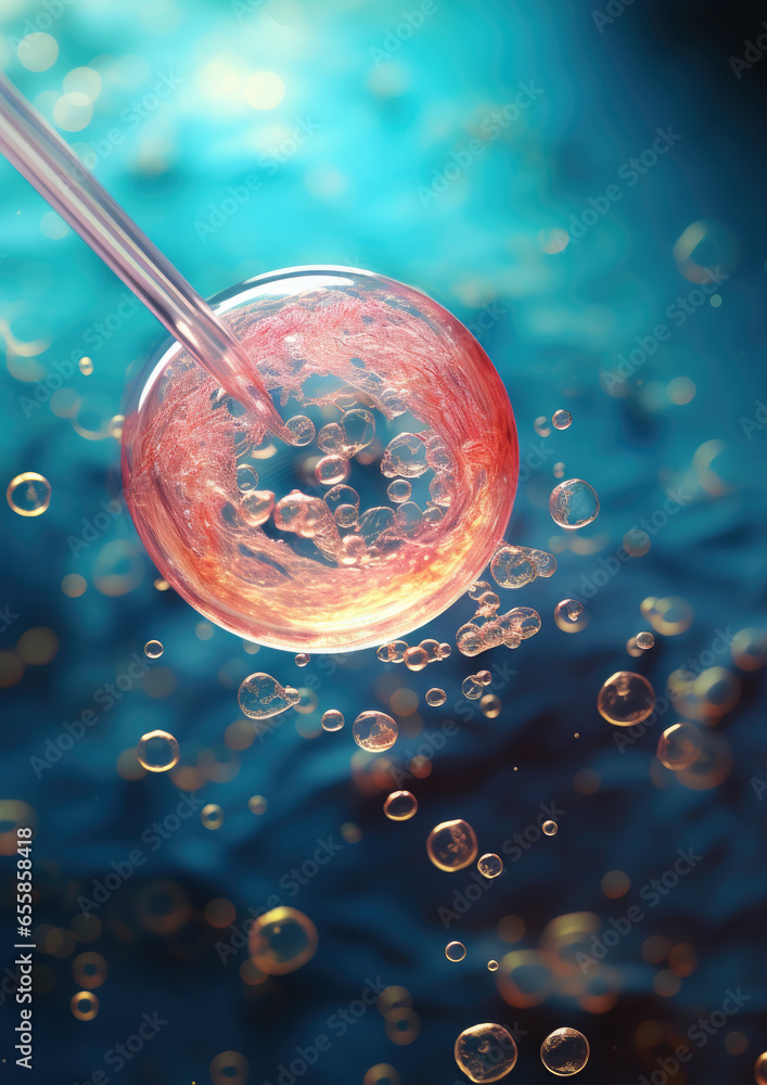 Generative AI, egg, oocyte fertilized by sperm, conception under a ...