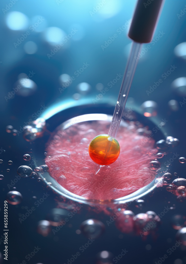 Generative AI, egg, oocyte fertilized by sperm, conception under a ...