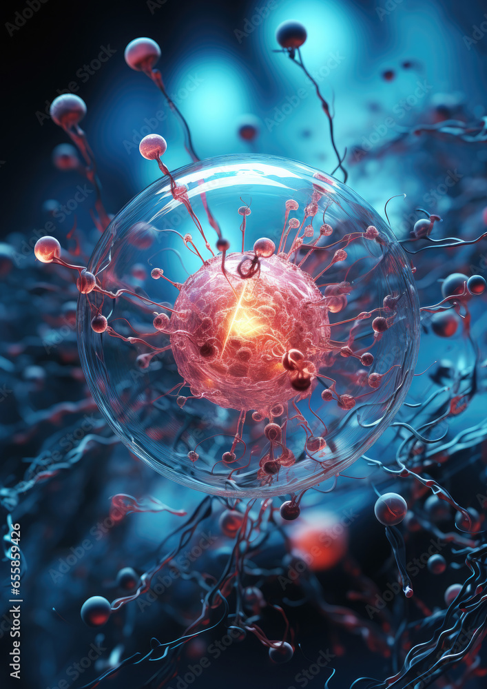 Generative AI, egg, oocyte fertilized by sperm, conception under a ...