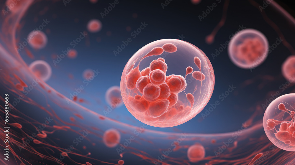 Generative AI, egg, oocyte fertilized by sperm, conception under a ...