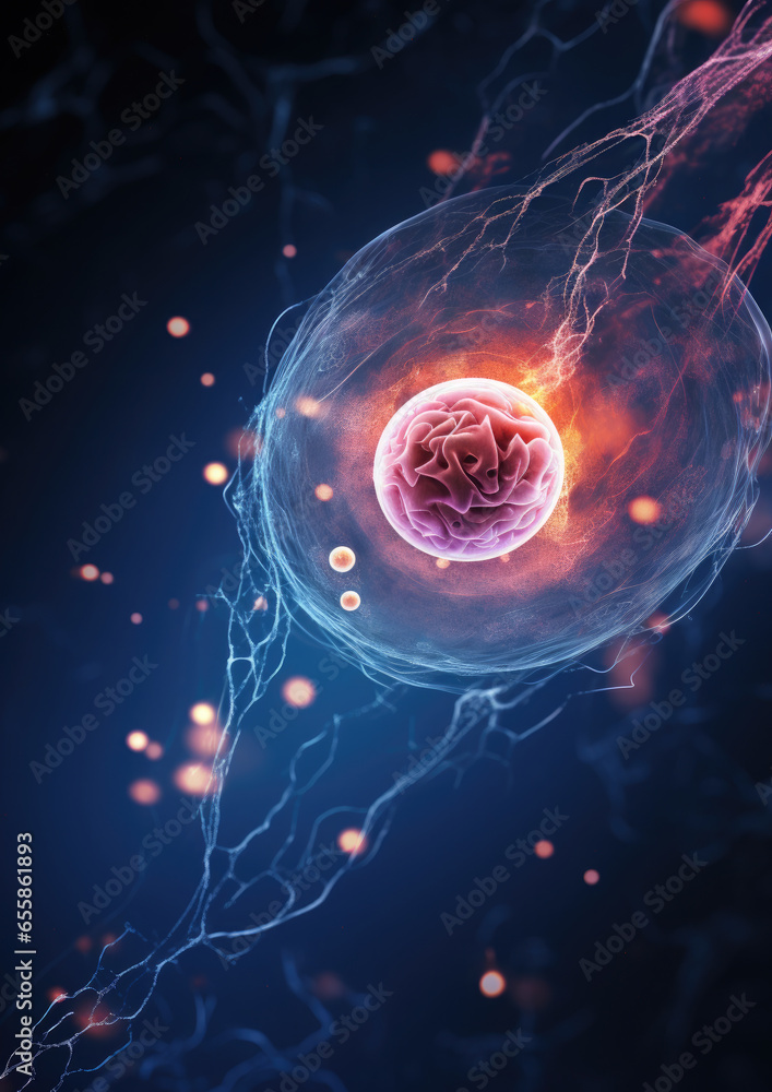 Generative AI, egg, oocyte fertilized by sperm, conception under a ...