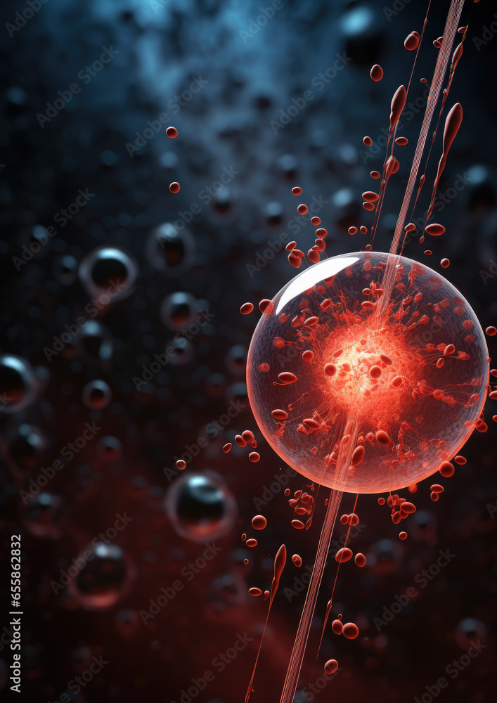 Generative AI, egg, oocyte fertilized by sperm, conception under a ...