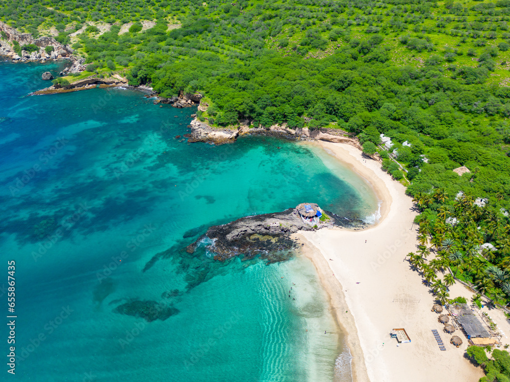 Tarrafal Beach - Cape Verde Aerial View. Santiago Island Landscape of ...