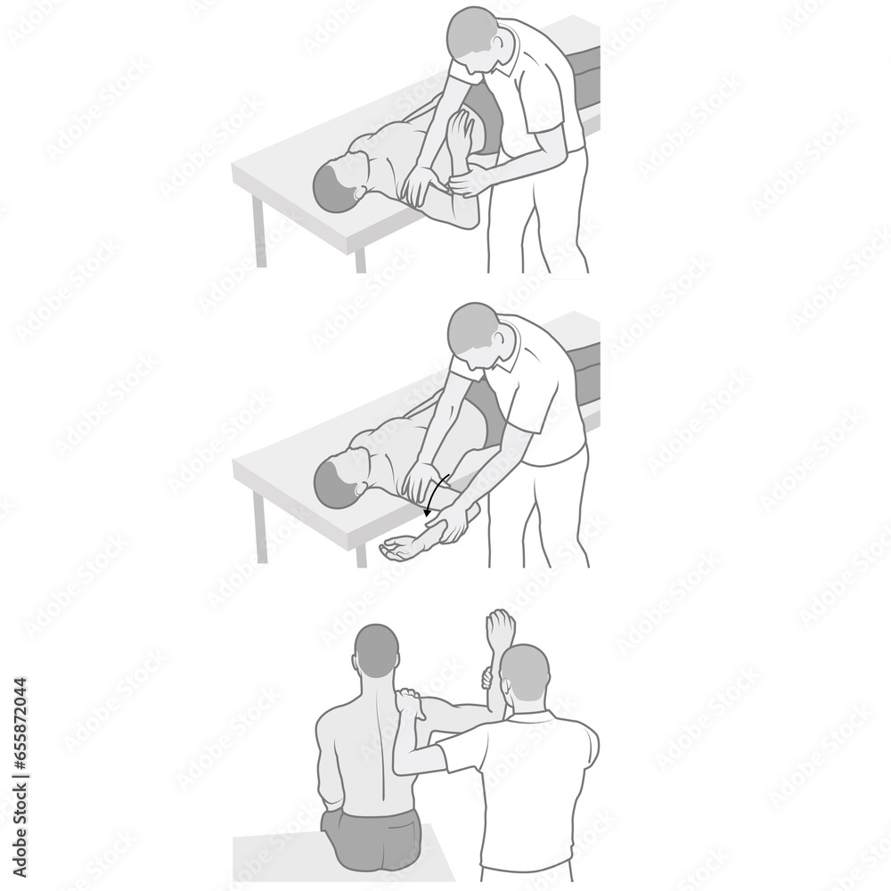 Shoulder Examination. Anterior Apprehension Sign. Illustration Is Part ...