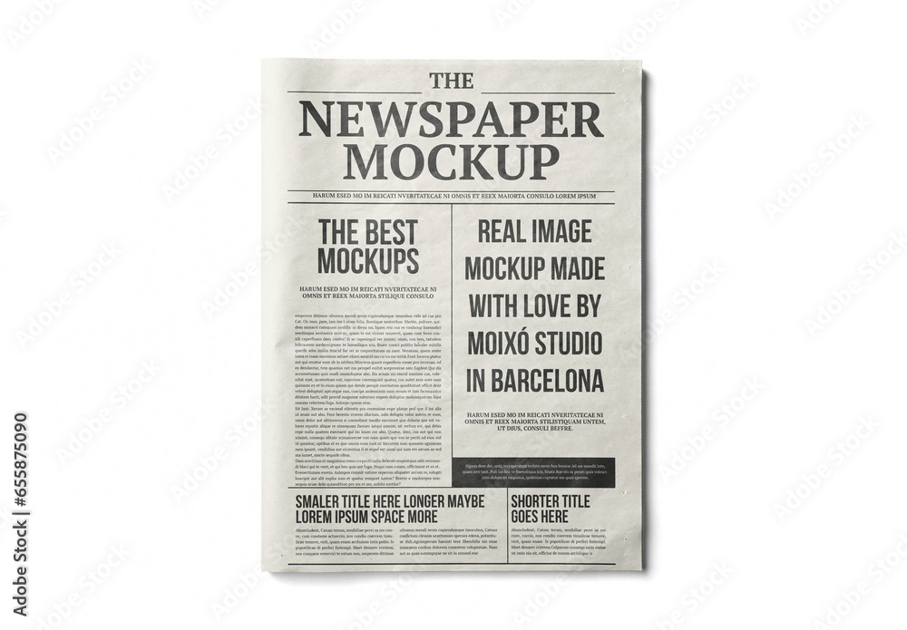 Mockup of customizable newspaper front page and background Stock ...