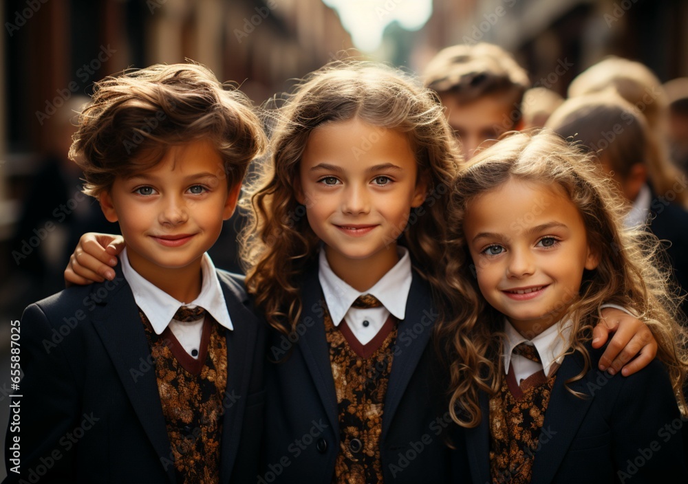 Scholars United: A Group of School Kids, Both Girls and Boys, Dressed ...