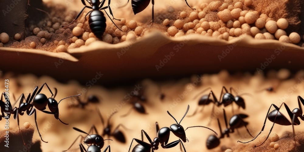 Seamless texture pattern and background of pile of ants. Insectophobia ...