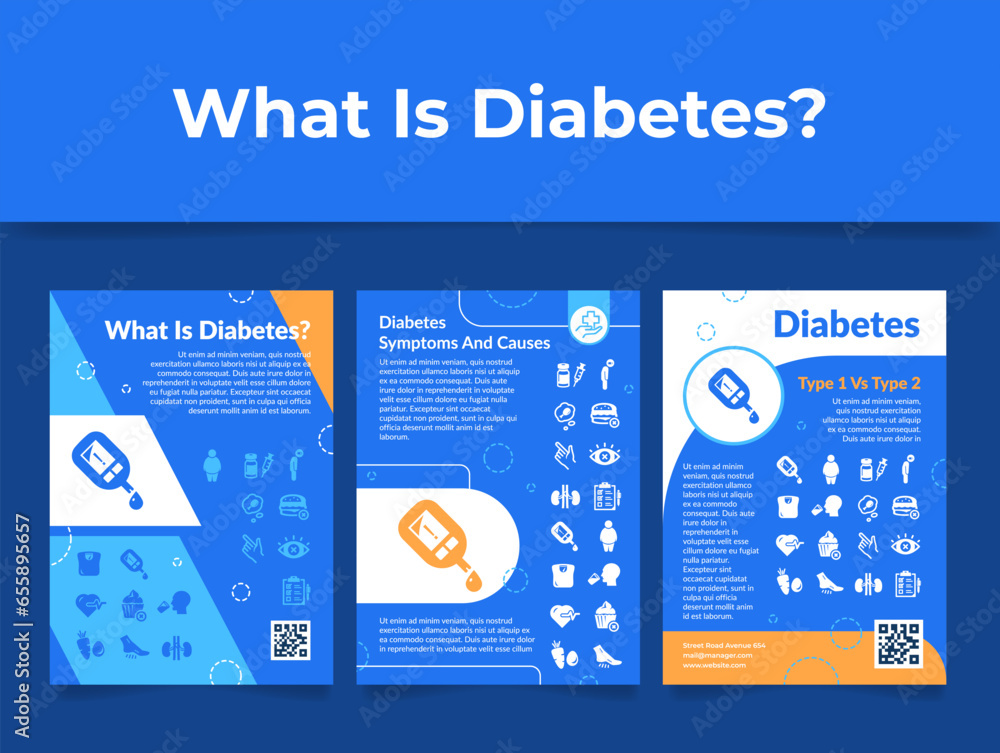 Diabetes type symptoms and causes infographic educational poster icon ...