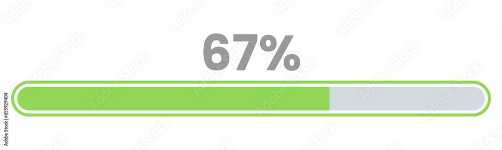 67% Loading. 67% progress bar Infographics vector, 67 Percentage ready ...