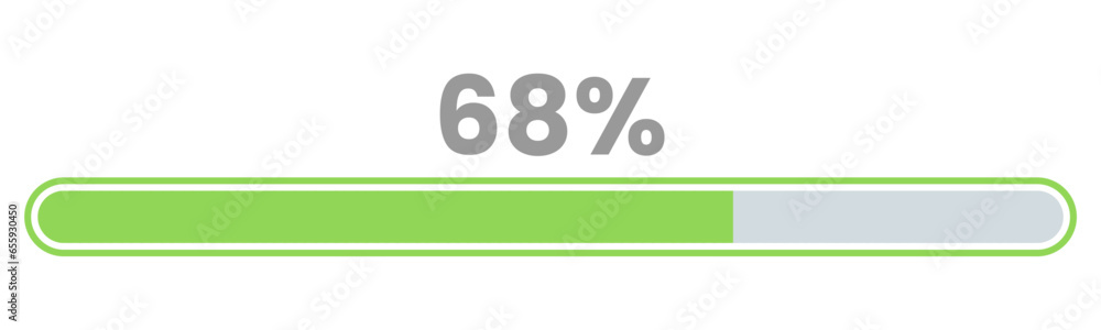 68% Loading. 68% progress bar Infographics vector, 68 Percentage ready ...