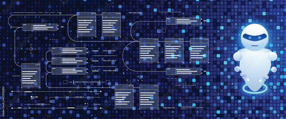 Digital technology flowchart of RPA platform on square binary transfer ...