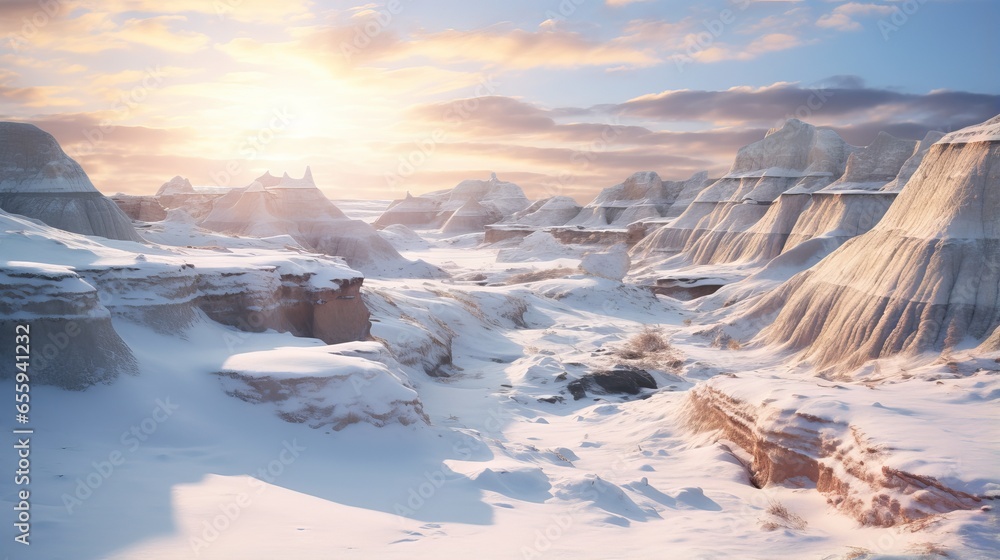Badlands snow background: a serene and majestic illustration of snowy ...