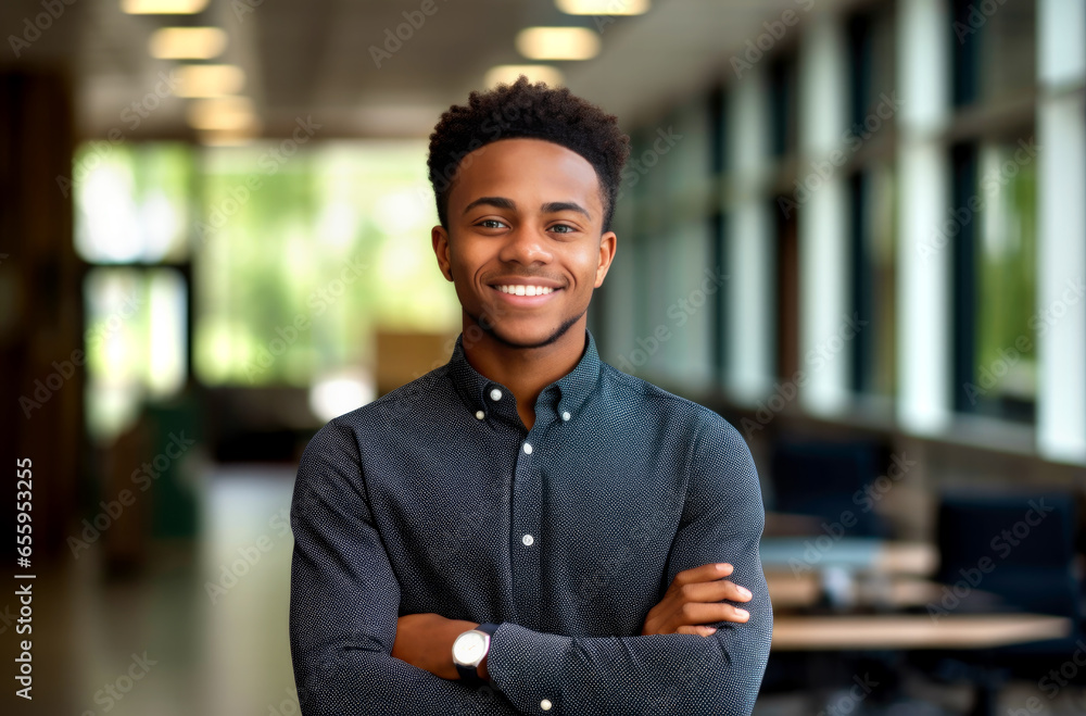 beautiful male african american university student portrait. Made with ...